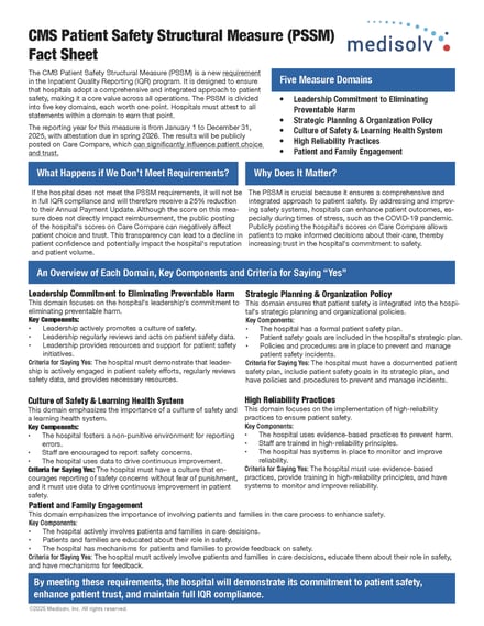 An Overview of the Patient Safety Structural Measure (PSSM) | Medisolv