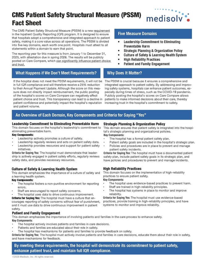 An Overview of the Patient Safety Structural Measure (PSSM) | Medisolv